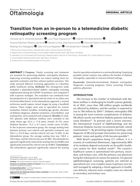 Pdf Transition From An In Person To A Telemedicine Diabetic