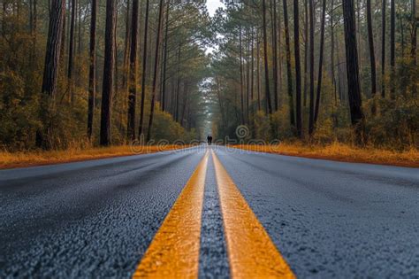Joyful Couple Strolls Hand In Hand Down An Empty Road Surrounded By