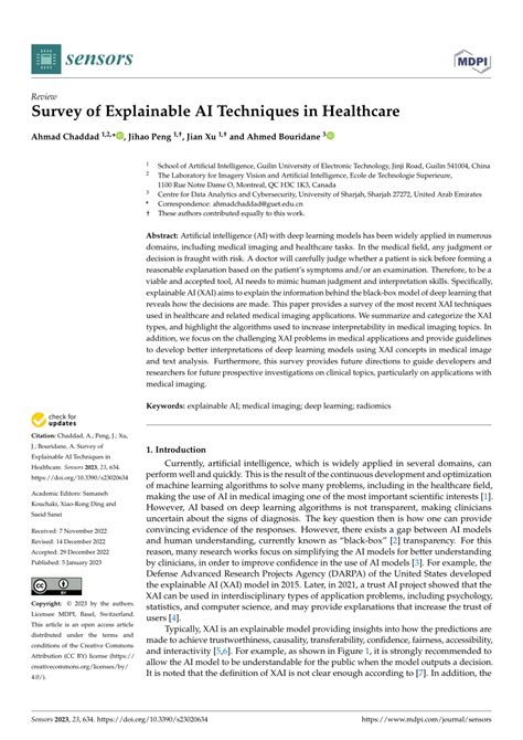 Pdf Survey Of Explainable Ai Techniques In Healthcare