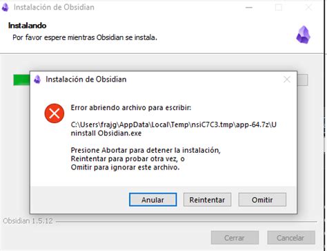 Problem With Obsidian Installation Bug Reports Obsidian Forum