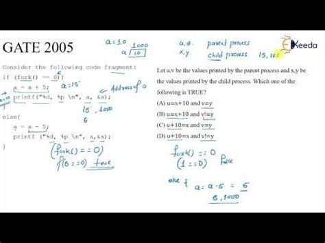 Fork Command In Operating Systems GATE Questions Part II Video Lecture Operating System