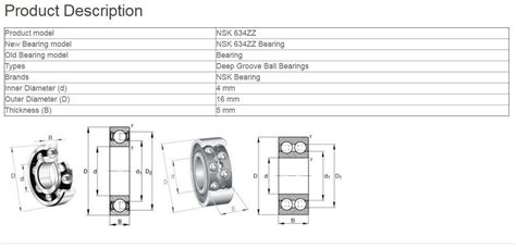 NSK 634ZZ Deep Groove Ball Bearings 4x16x5mm EBay
