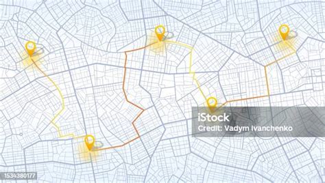 거리 도로 및 위치 목적지 지점 도시 평면도가있는 Gps 네비게이터 화면 온라인 탐색 플랫 스타일 벡터 일러스트레이션 분리 도시