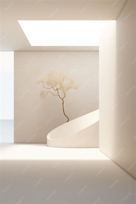 연단에 잎과 가지가 있는 3차원 나무 Ai 생성 이미지