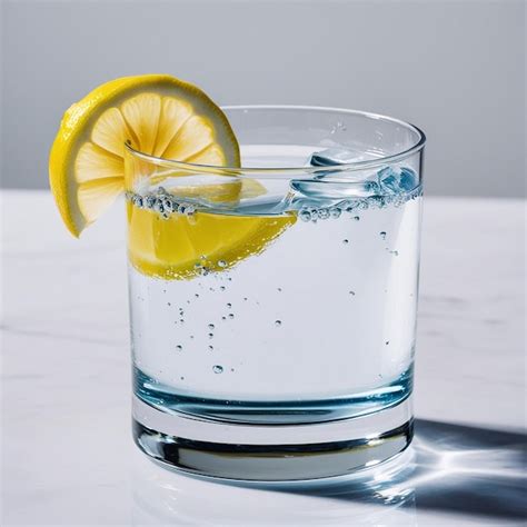 Elegant Simplicity Lemon Slice On Glass Of Water With Clear Sunny Refraction Premium Ai