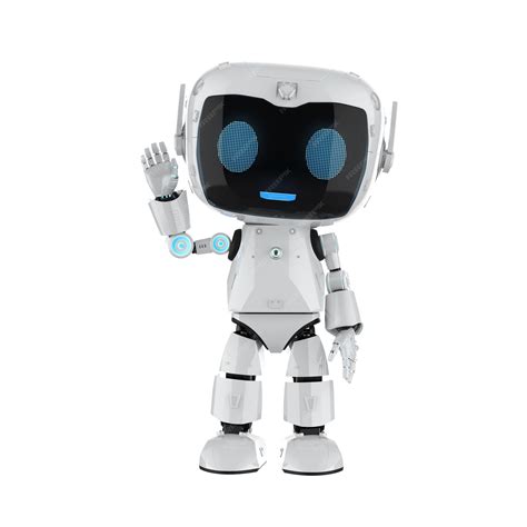 Premium Photo Cute And Small Artificial Intelligence Personal Assistant Robot Hand Up Isolated