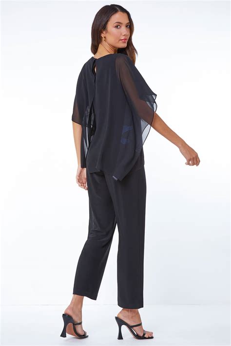 Floral Print Chiffon Overlay Jumpsuit In Blue Roman Originals Uk