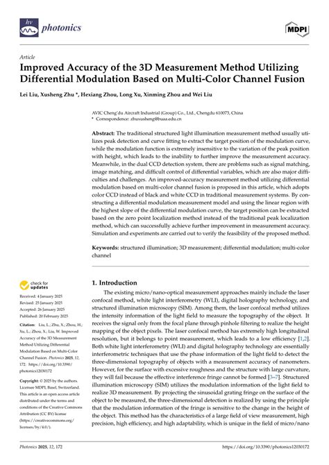 Pdf Improved Accuracy Of The 3d Measurement Method Utilizing Differential Modulation Based On