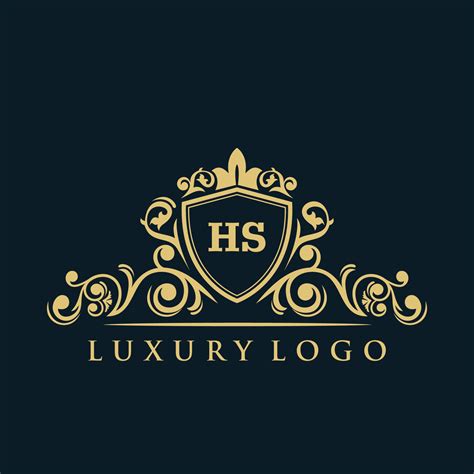 Letter Hs Logo With Luxury Gold Shield Elegance Logo Vector Template