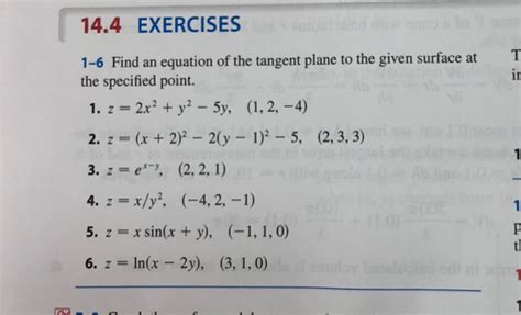 solved 14 4 exercises t 1 6 find an equation of the tangent