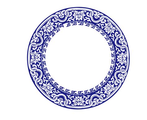 中国风古典传统青花瓷器瓷瓶花纹理图案边框png免扣设计ps素材