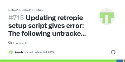 Updating Retropie Setup Script Gives Error The Following Untracked