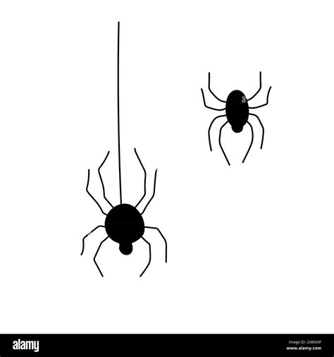 Spider Hanging On Cobweb Halloween Character Vector Illustration E Vector Illustration Stock