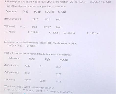 Solved 9 Use The Given Data At 298 K To Calculate Agº For