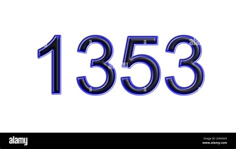 Blue 1353 Number 3d Effect White Background Stock Photo Alamy