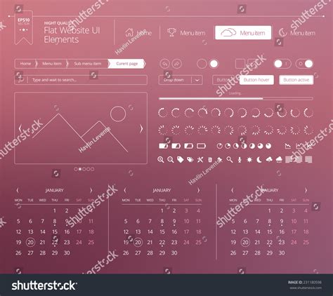 Flat Website Ui Elements Stock Vector Royalty Free 231180598 Shutterstock