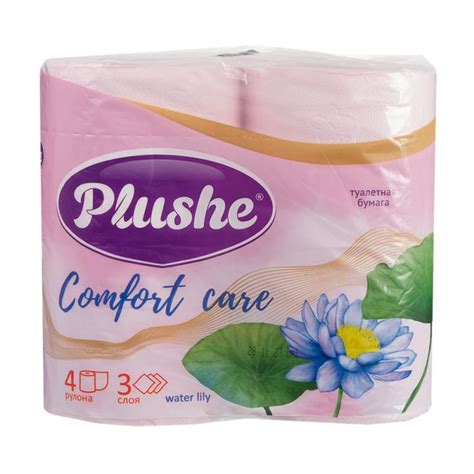 Туалетная бумага Plushe Comfort Care 3 слоя 4 рулона купить в