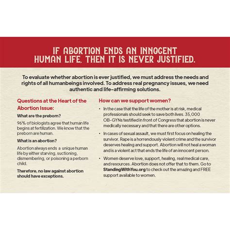 No Exceptions Info Card Pro Life Generation