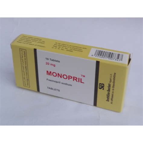 Monopril Fosinopril 20 Mg 10 Tablets