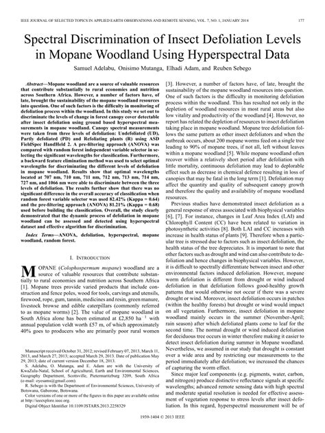 Pdf Spectral Discrimination Of Insect Defoliation Levels In Mopane