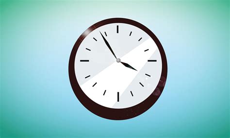 White Clock Icon Flat Design For Apps And Website Trendy Office Clock With Shadow On A Blue