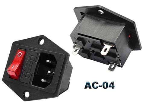 AC Power Socket Panel Mount Inlet With Fuse Holder And Sw