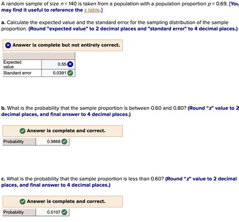 Solved A Random Sample Of Size N 140 Is Taken From A Population With A Population Proportion