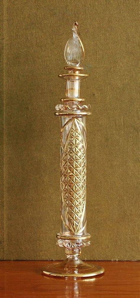 Egyptian Glass Perfume Bottle 24kt Gold Decorated Egyptian Glass • £5
