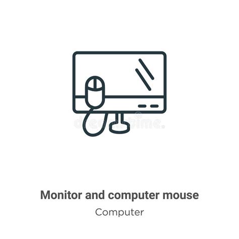 Monitor And Computer Mouse Outline Vector Icon Thin Line Black Monitor And Computer Mouse Icon