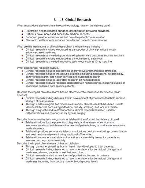 Unit 3 Intellipath Clinical Research Unit 3 Clinical Research What