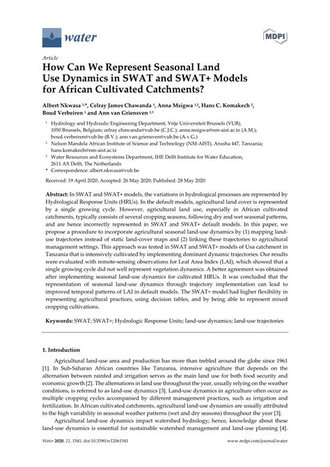 Pdf How Can We Represent Seasonal Land Use Dynamics In Swat And Swat