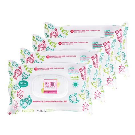 BEBIO Lingettes écologiques pour bébé sans parfum Camomille Aloe Vera BIO Lot X