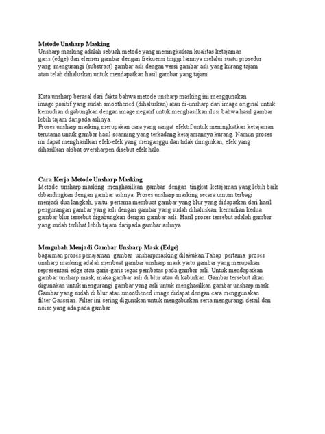 Memahami Metode Unsharp Masking Pdf