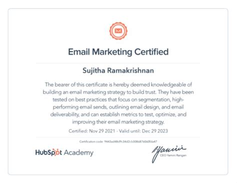 Certification Emailmarketing Hubspot Digialmarketing Selflearning