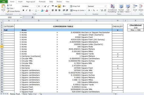 Metric Conversion Table Excel Template Excel Tmp
