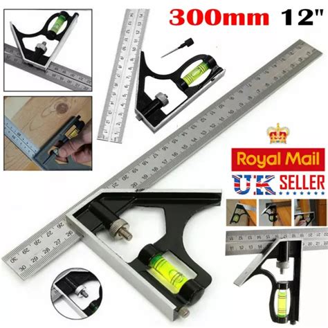 12 INCH 300MM Adjustable Engineers Combination Right Angle Ruler Try