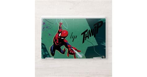 Spider Man Web Slinging From Above Hp Laptop Skin Zazzle