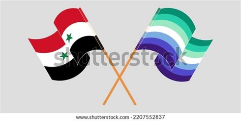 Crossed Waving Flags Syria Gay Men Stock Vector Royalty Free