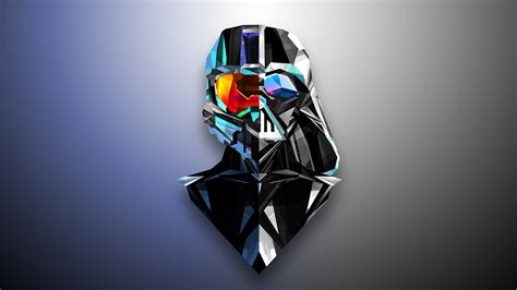 Abstract Darth Vader Master Chief Low Poly Justin Maller Halo Wallpapers Hd Desktop And