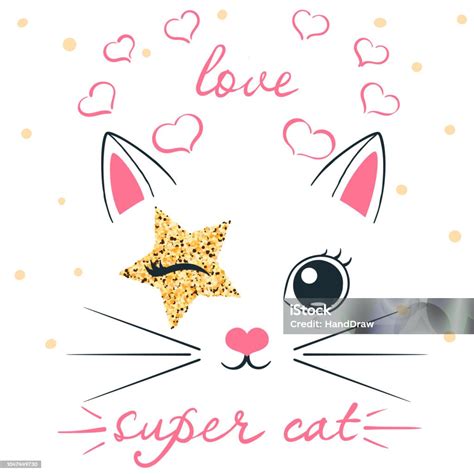 고양이 유니콘 Caticorn 그림 인쇄 아기에 대 한 아이디어 여자 T셔츠 고양이 새끼에 대한 스톡 벡터 아트 및 기타 이미지