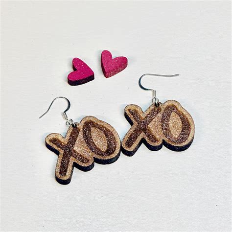Hugs And Kisses Xo Valentines Dangle Earrings Set Of 2 Glowforge Shop