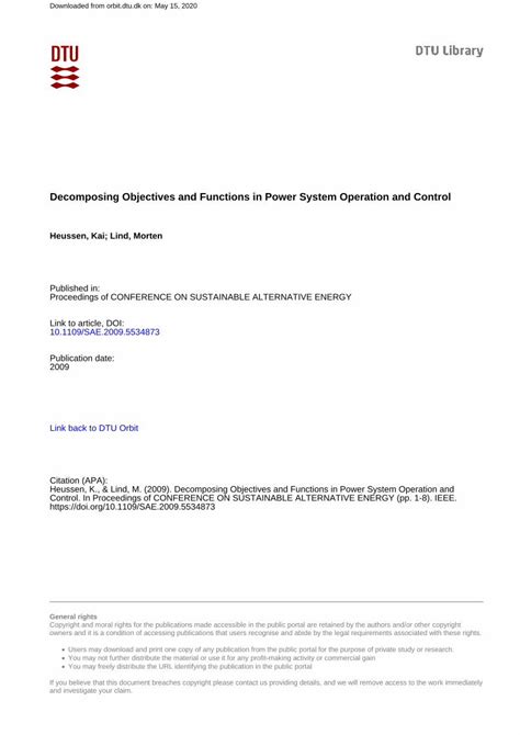 Pdf Decomposing Objectives And Functions In Power System · Larger