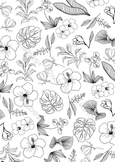 Linen Background Seamless Plant Lines Creative Tiled Psd Free