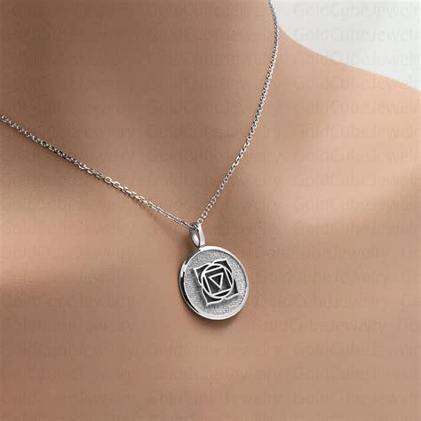 14k Solid White Gold Muladhara Chakra Necklace Personalized Muladhara