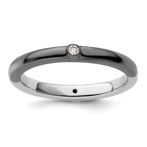 Sterling Silver Stackable Expressions Polished Half White And Black
