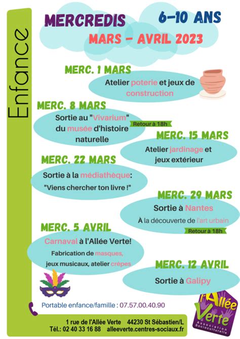 Enfance Programme des mercredis de mars à avril 2023 Centre
