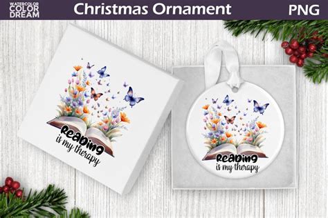 Christmas Ornament Sublimation Open Book Flowers
