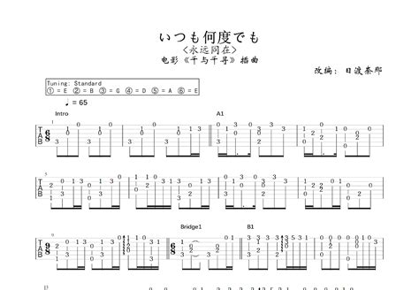 いつも何度でも吉他谱 日渡奈那 宫崎骏 C调指弹 吉他世界