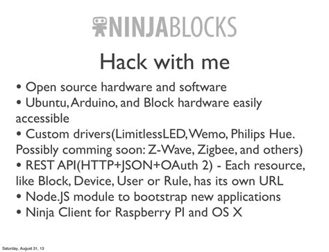 Ninja Blocks Introduction Ppt