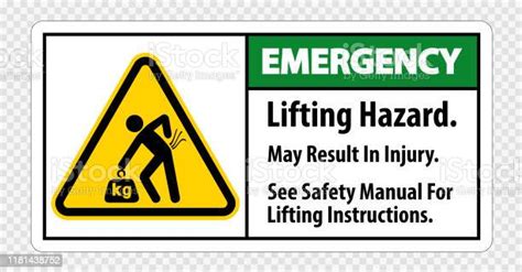 리프팅 위험 부상이 발생할 수 있습니다 투명 한 배경에 격리 리프팅 지침 기호 기호에 대 한 안전 설명서를 참조 벡터 그림 개념에 대한 스톡 벡터 아트 및 기타 이미지